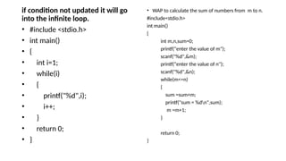 Looping statements c language basics ppt with example | PPTX | Programming Languages | Computing