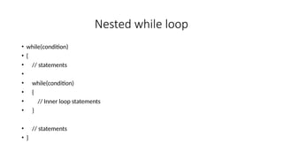 Looping statements c language basics ppt with example | PPTX | Programming Languages | Computing