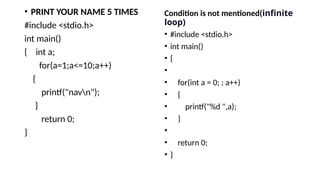 Looping statements c language basics ppt with example | PPTX | Programming Languages | Computing
