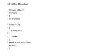 Looping statements.pptx for basic in c language | PPTX
