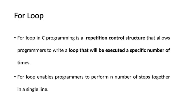 C Programming: Looping Statements in C Pgm | PPTX