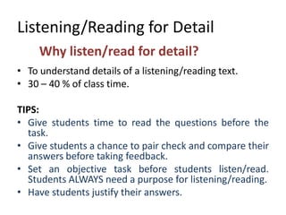 Stages of a Listening Lesson | PPTX