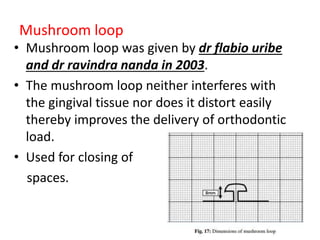 LOOPS in orthodontics t loop bull loop vertical loop mushroom loop stop loop | PPTX