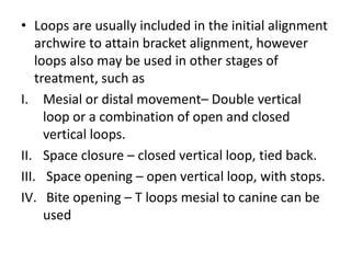 LOOPS in orthodontics t loop bull loop vertical loop mushroom loop stop loop | PPTX | Dental ...