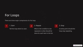 Loops in python including control statements and various test cases | PPT
