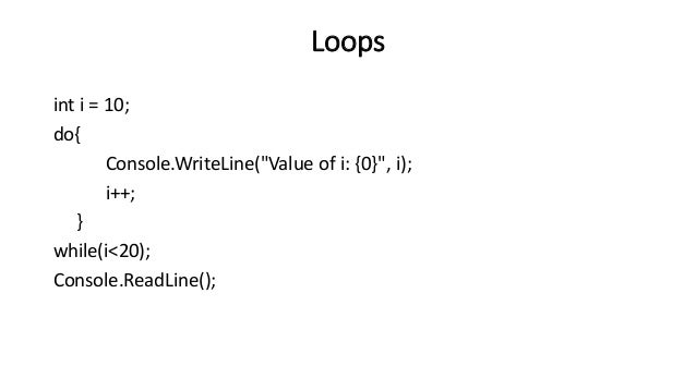 Loop C# - Lec7 (Workshop on C# Programming: Learn to Build)