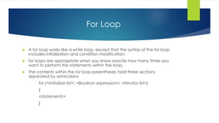 Loops and conditional statements | PDF