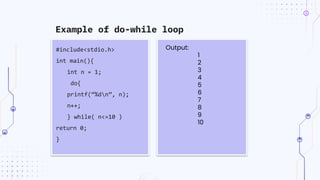 LOOP STATEMENTS AND TYPES OF LOOP IN C LANGUAGE BY RIZWAN | PDF