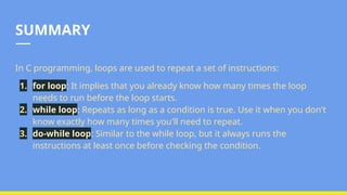 Loops in C programming language/ Types of loops | PPTX