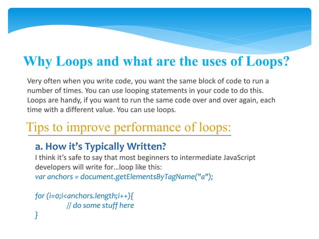 Loops in java script | PPTX