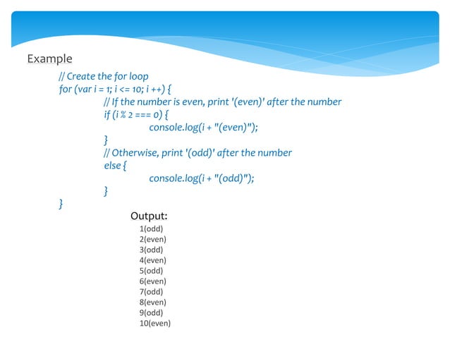 Loops in java script