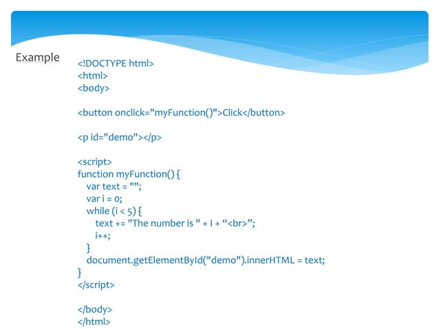 Loops in java script