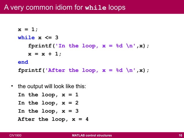 Loops in matlab | PPT Loops in matlab | PPT