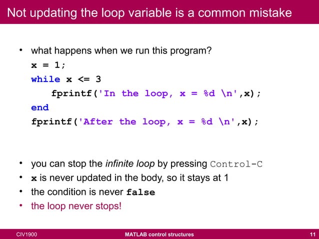 Loops In Matlab Ppt 3038