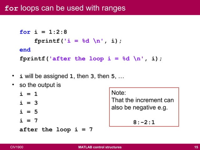 Loops in matlab | PPT