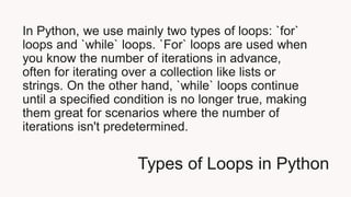 From Beginner to Developer: Understanding Loops in Python | PDF