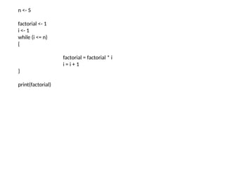 LOOPS IN R PROGRAMMING for while repeat .pptx