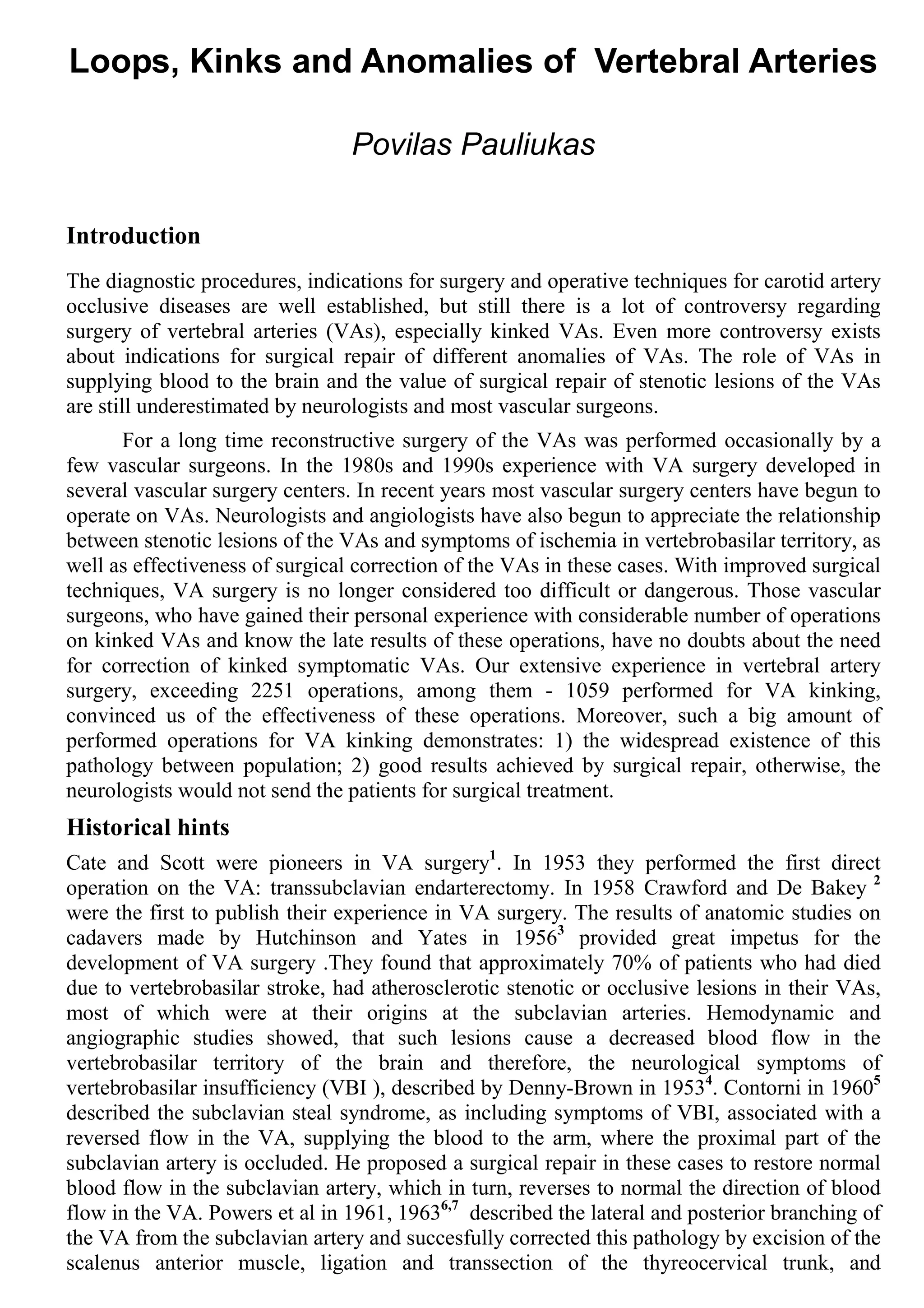 Loops Kinks and Anomalies of Vertebral Arteries | PDF