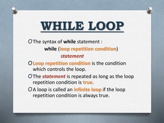 Loops IN COMPUTER SCIENCE STANDARD 11 BY KR | PPTX