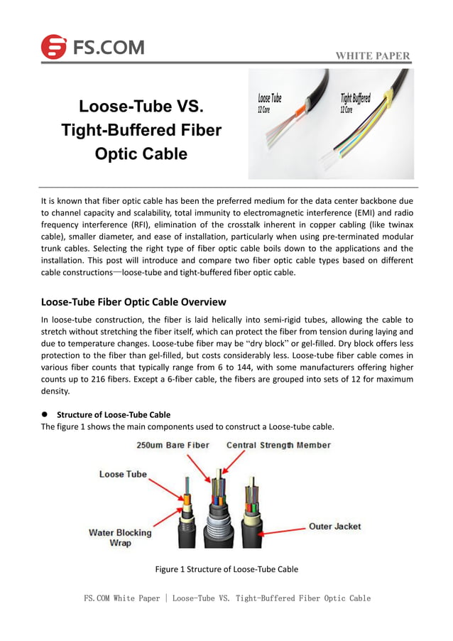Loose tube vs. tight-buffered fiber optic cable | PDF | Physics | Science