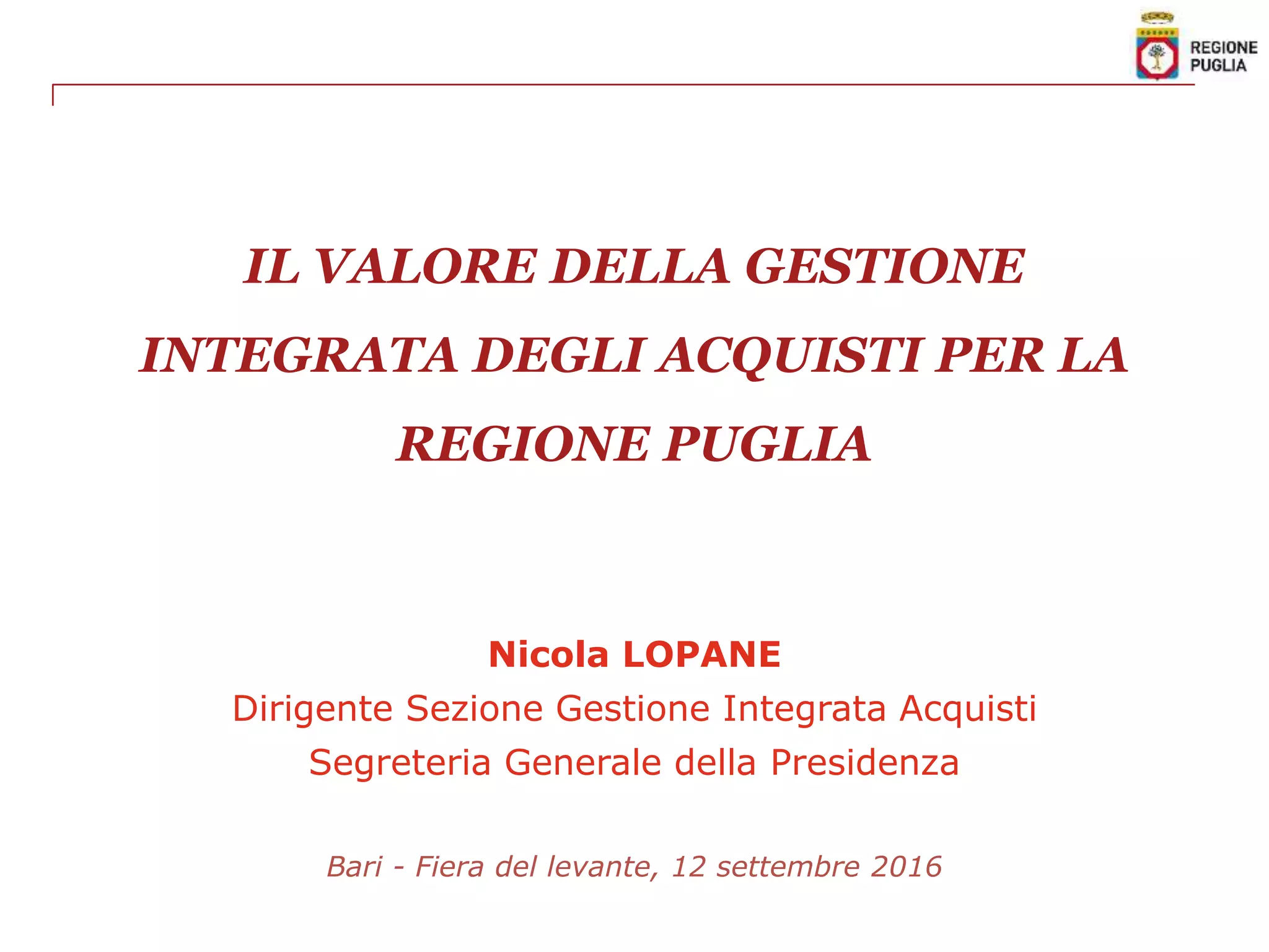 Nicola Lopane 12/09/2016 | PPT