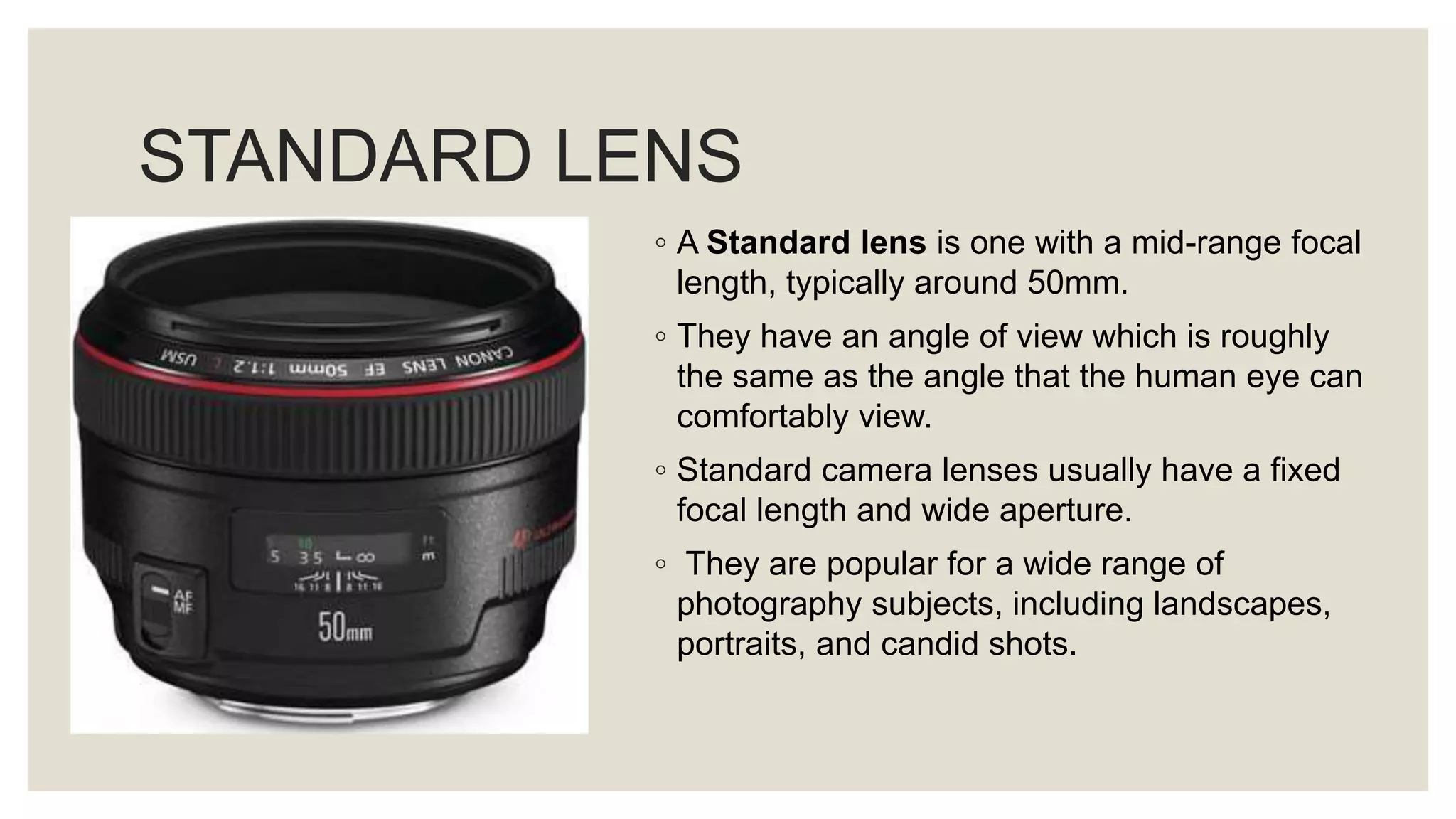 Types of Camera Lens | PPTX | Photography | Arts and Crafts