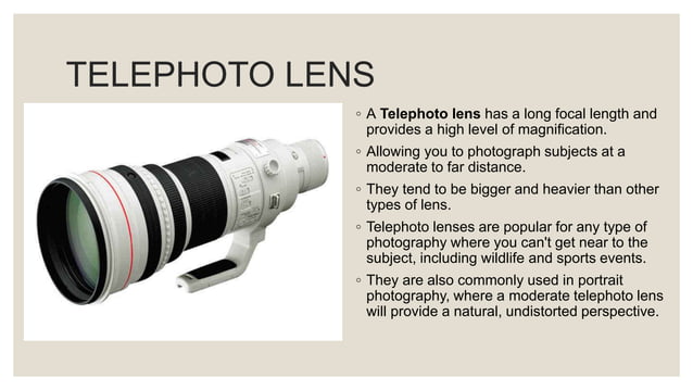 Types of Camera Lens | PPTX | Photography | Arts and Crafts
