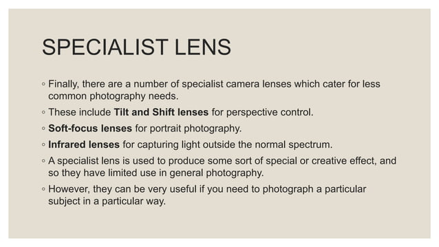 Types of Camera Lens | PPTX | Photography | Arts and Crafts