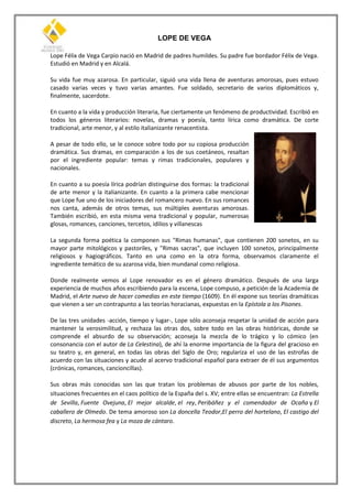 Lope de vega fuenteovejuna | DOCX