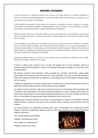 Lope de vega fuenteovejuna | DOCX