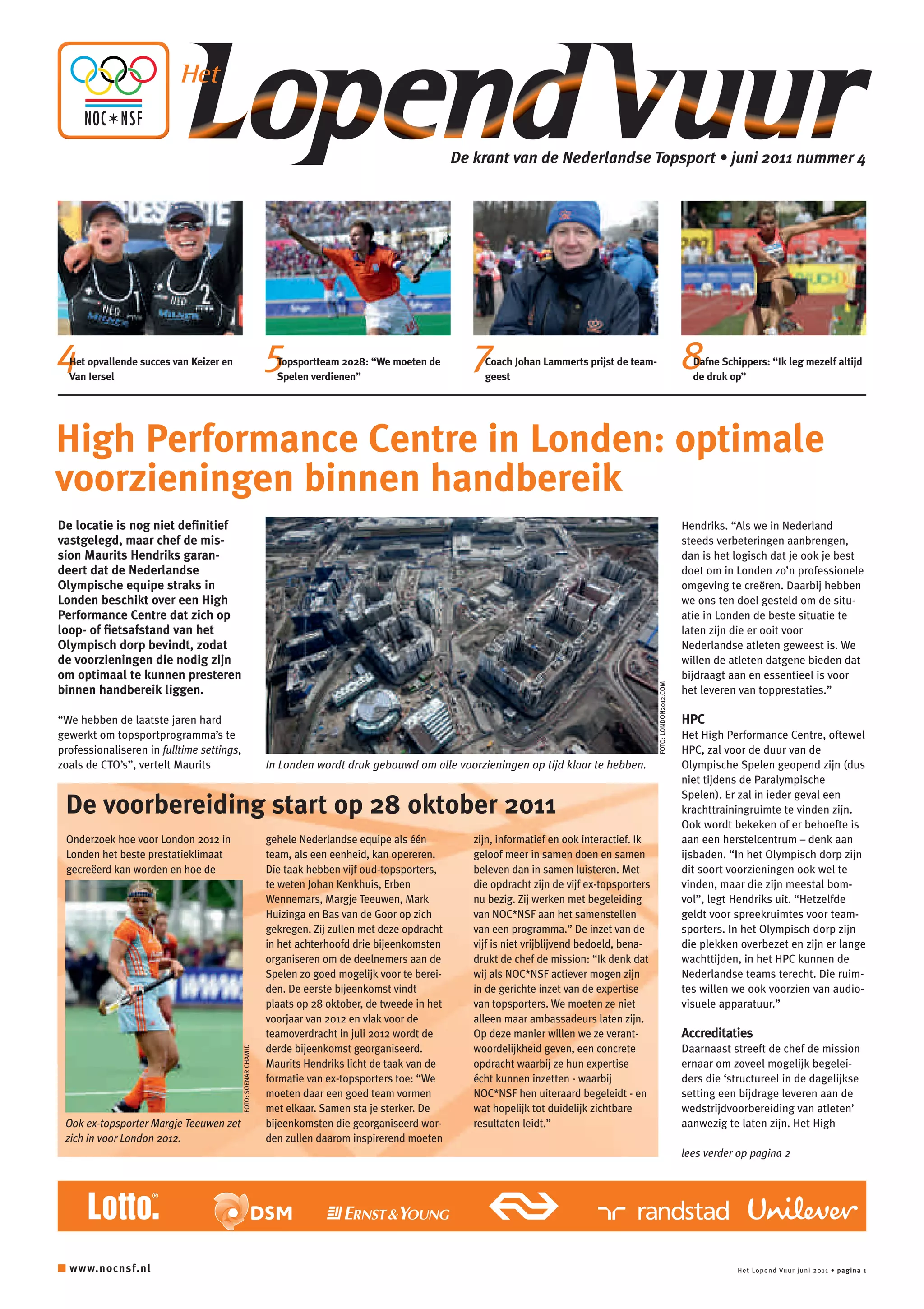 Lopend Vuur, de krant van de Nederlandse topsport, nr. 4, juni 2011 | PDF