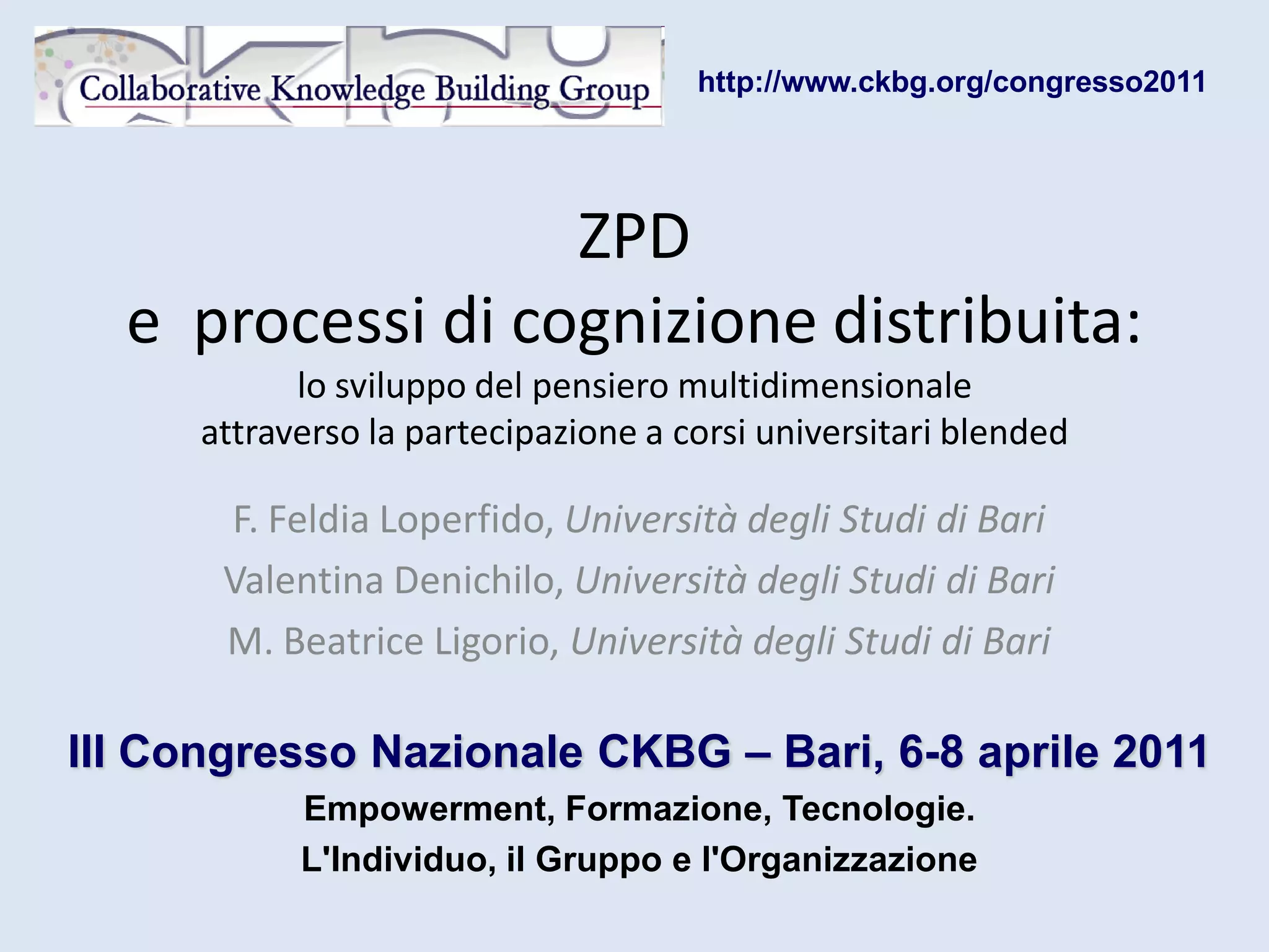 ZPD e processi di cognizione distribuita: lo sviluppo del pensiero ...