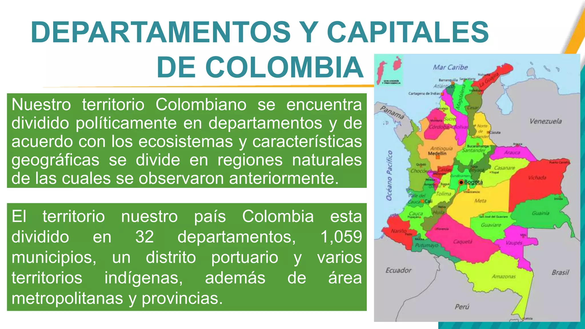 Regiones naturales de Colombia y sus departamentos | PPTX | South ...