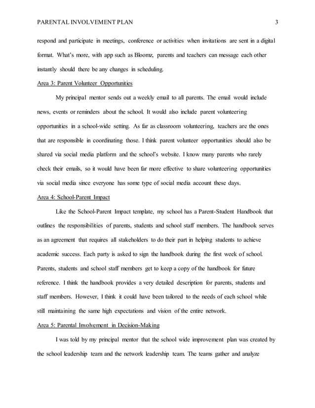 Parental Involvement Plan | PDF