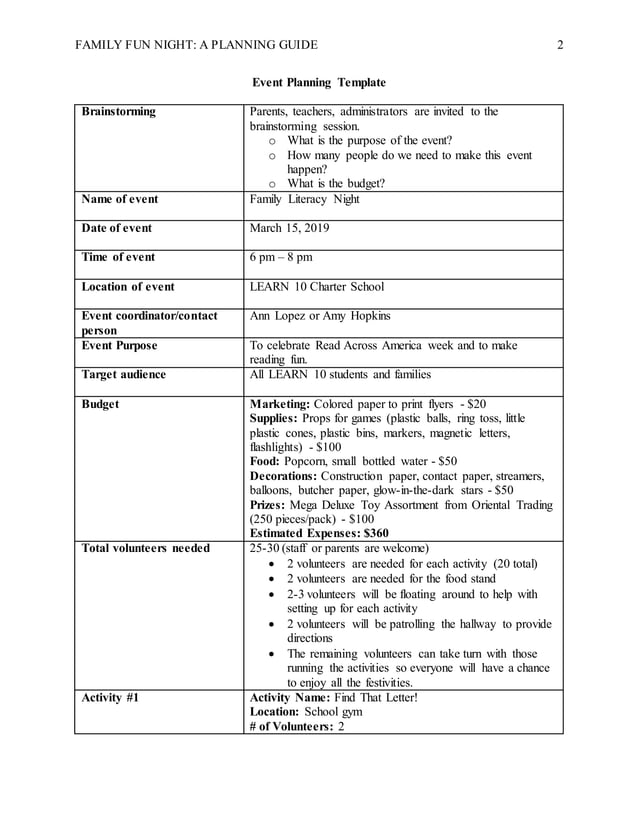 PTA Activity Planning Guide | PDF