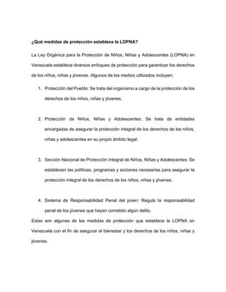 Ley Orgánica para la Protección del Niño y del Adolescente | DOCX