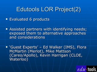 LOR Characteristics and Considerations | PPT