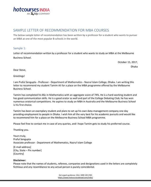 Sample Letter Of Recommendation For MBA Courses sample-letter-of-recommendation-for-mba-courses