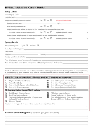 Loss of Rent, Tenant-damage-claim-form | PDF