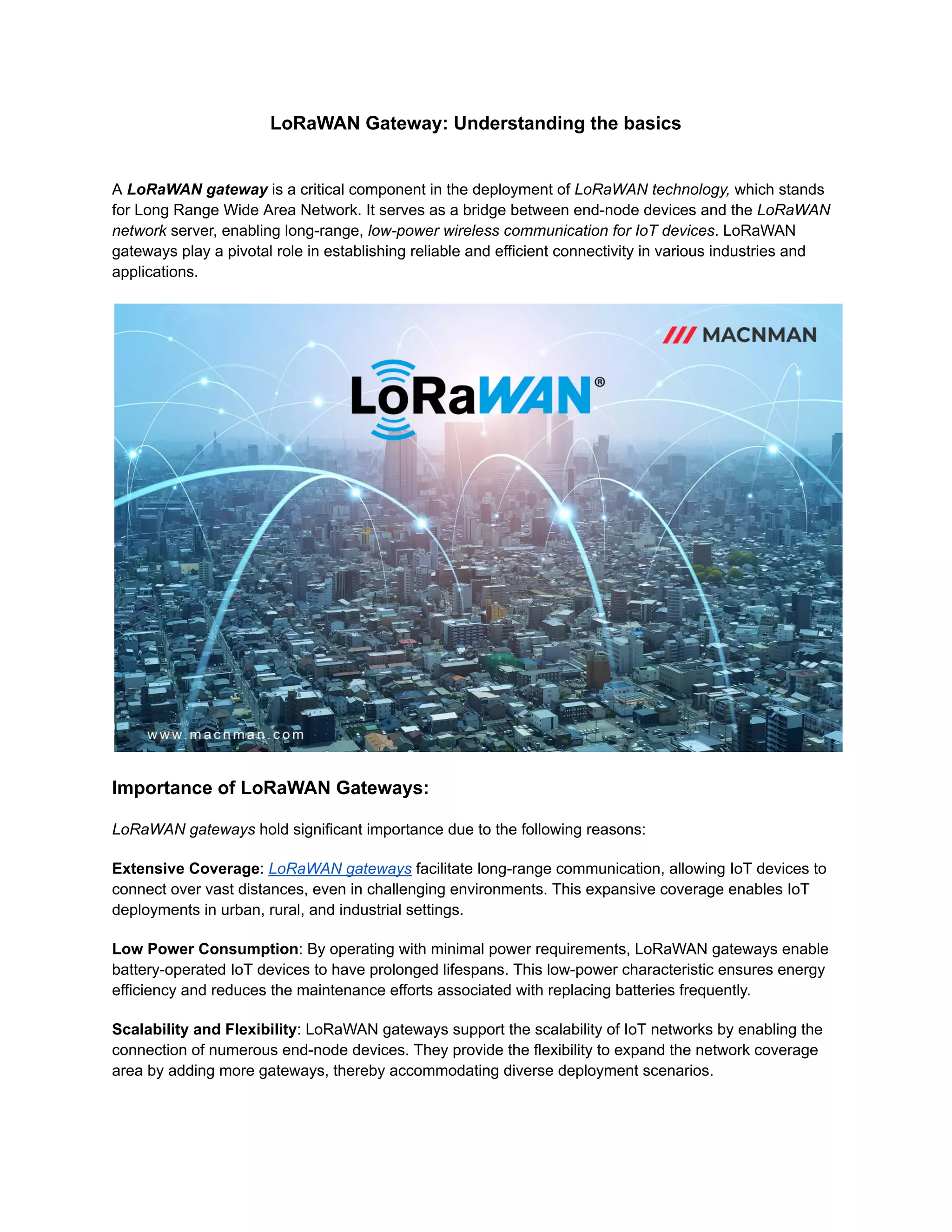 LoRaWAN Gateway- Understanding the Basics | PDF