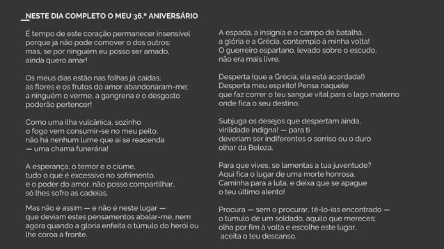 Analysis: On this Day I Complete my Thirty-Sixth Year | PPTX
