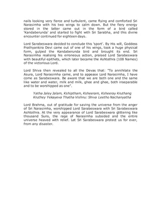 Lord nrsimha and shiva sarabha | DOCX | Hinduism | Religion & Spirituality