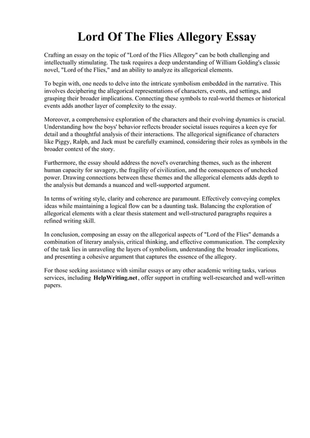 Lord Of The Flies Allegory Essay. Calaméo - THE LORD OF THE FLIES ...