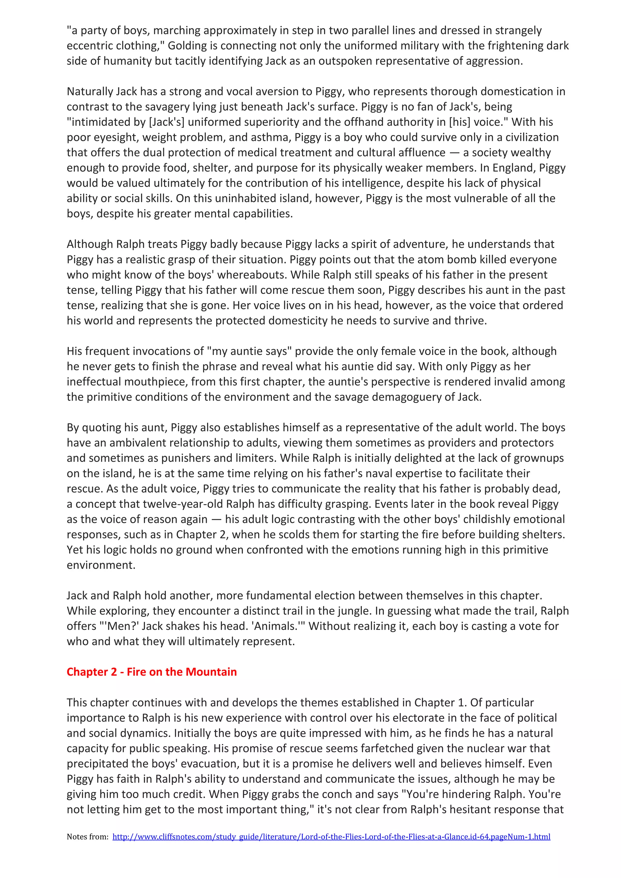 Lord of the flies – chapter analysis | DOCX