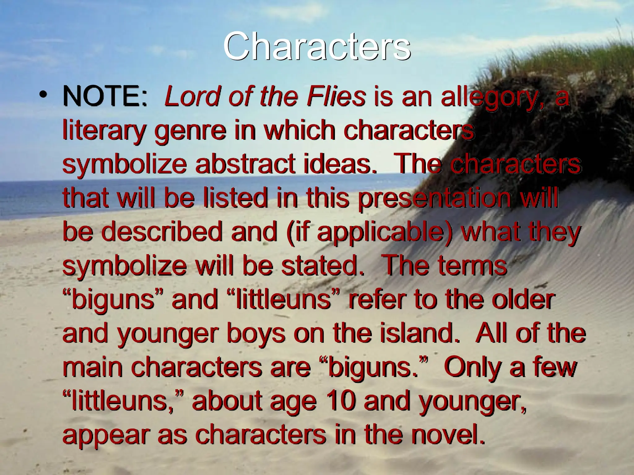 Lord of the Flies characters- et...c..ppt