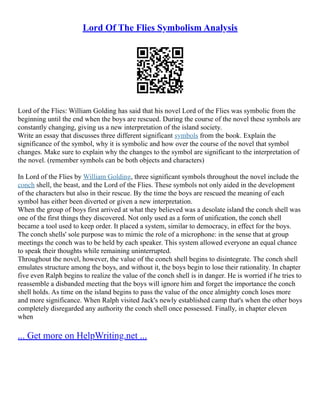 Lord Of The Flies Conch Shell Symbolism | PDF