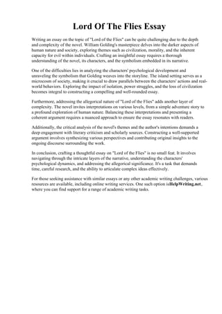 Lord Of The Flies Essay | PDF