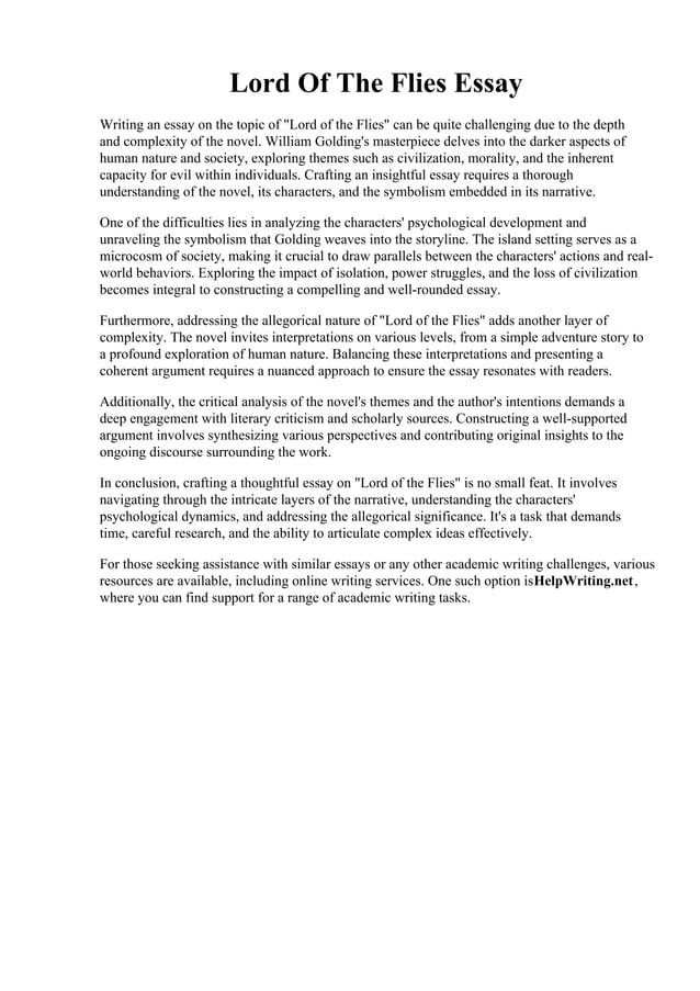 Lord Of The Flies Essay | PDF