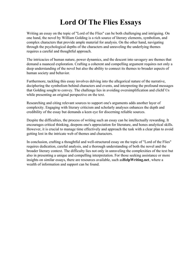 Lord Of The Flies Essays. Lord of the Flies Essay by RENATA LANGUAGE ...