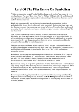 Lord Of The Flies Essays On Symbolism | PDF